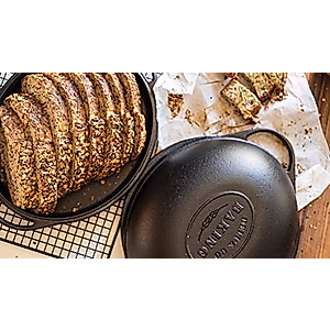 Deli&Co. Baking Pre-Seasoned Cast Iron Bread Pan Multicooker | Bake sourdough bread, grill steaks and cook stews | Seasoned with canola oil with a smooth surface finish