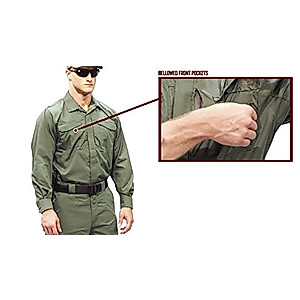 TRU-SPEC 24-7 1051028 Men's Ultralight Long Sleeve Uniform Shirt, Polyester Cotton Rip-Stop, 3X-Large Long, Black