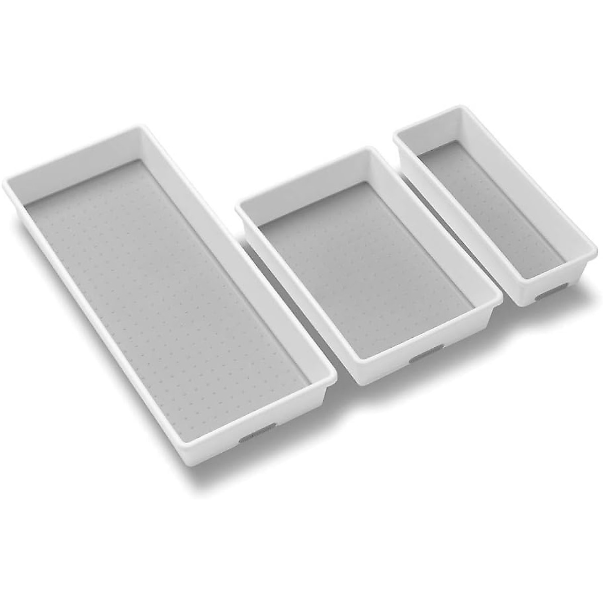 madesmart Classic 3-Tray Bin Pack - White | CLASSIC COLLECTION | Multi-Purpose Storage | Soft-grip Lining and Non-slip Rubber Feet | Durable | BPA-Free