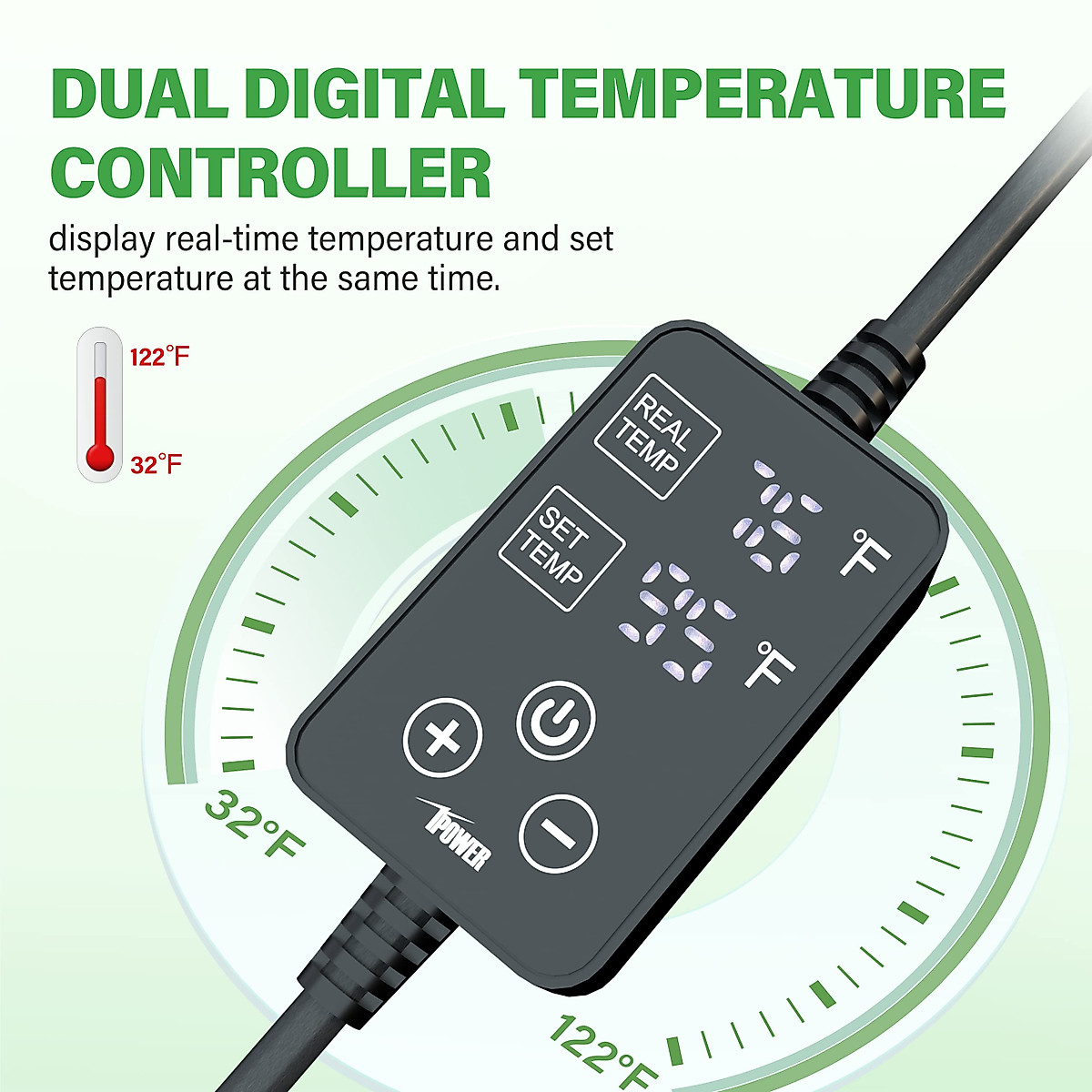 iPower Seedling Heat Mat for Plants with Dual Temperature, Black, 10" x 20.75"&Digital Controller