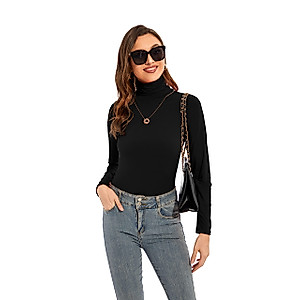 Anyeager Black Turtleneck for Women Dark Academia Clothing Turtle Neck Long Sleeves for Women Thermal Shirts for Women Medium
