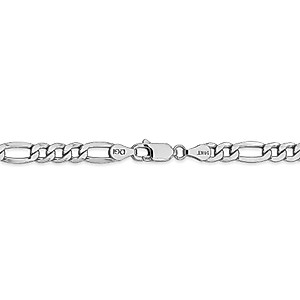 Sonia Jewels 14k White Gold 5.75mm Figaro Chain Necklace - with Secure Lobster Lock Clasp 20"