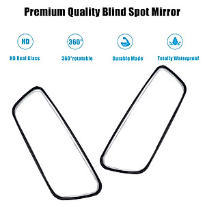 Livtee Framed Rectangular Blind Spot Mirror, HD Glass and ABS Housing Convex Wide Angle Rearview Mirror with Adjustable Stick for Universal Car (2 pcs)