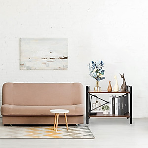 YSSOA 2 Tier Shelf, Industrial Rustic, Vintage Storage Rack, 23.6”x12.6”x21.6”, Cozy Double Layer Wooden Shelf, Rustic Brown