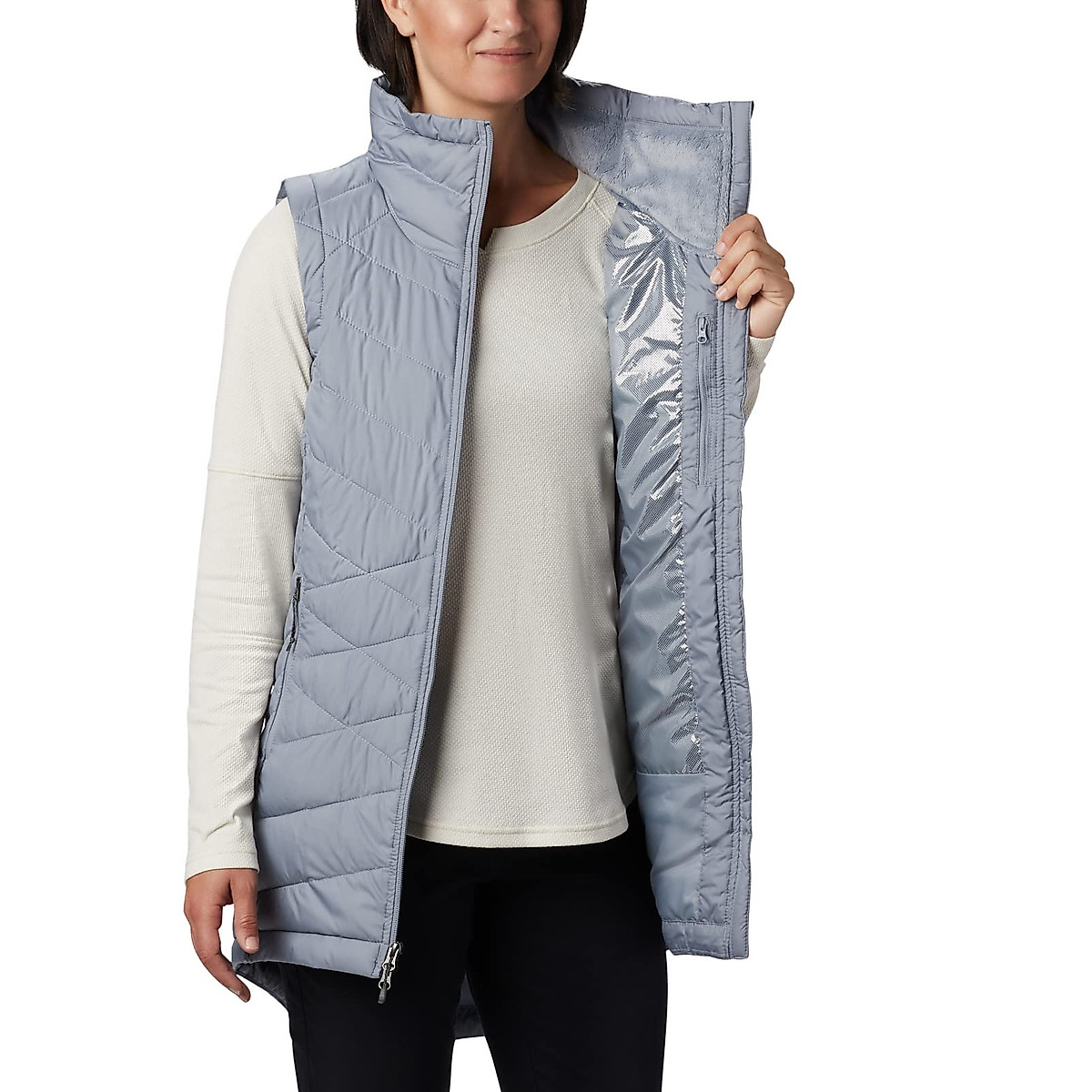 Columbia Women's Heavenly Long Vest, Trade Winds Grey, Small