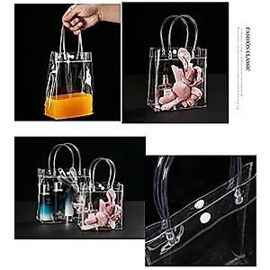 Simple polymer 5 x 2.5 x 5.9 Inch Transparent PVC Gift Wrap Bag with Handles Clear Gift Bags Transparent Shopping Tote Bags,Wedding Candy Bags, Cosmetic Handbags for Cookies, Candies,Dessert,10 Pcs