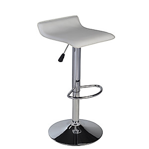 Roundhill Furniture Contemporary Chrome Air Lift Adjustable Swivel Stools with White Seat, Set of 2