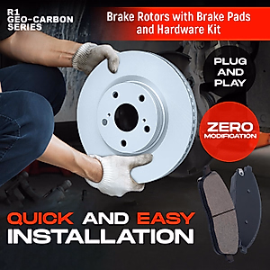 R1 Concepts Front Brakes and Rotors Kit |Front Brake Pads| Brake Rotors and Pads| Optimum OEp Brake Pads and Rotors|fits 2013-2022 INFINITI JX35, QX60; Nissan Murano, Pathfinder