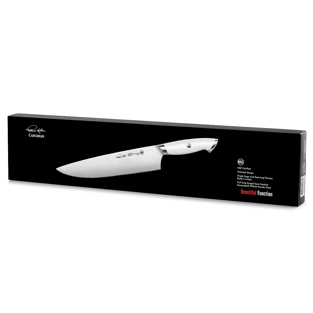 Cangshan Thomas Keller Signature Collection Swedish Powder Steel Forged, 10-Inch Chef's Knife, White