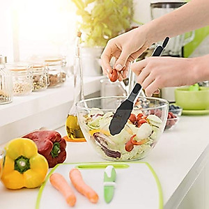 KUFUNG Silicone Kitchen Tongs, Serving Tongs for cooking, High Heat Resistant to 480°F, Stainless Steel Metal Food Tongs with Non-Stick Silicone Tips (9 inch, Black)