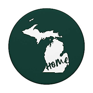 Michigan Home State Map Green & White PopSockets PopGrip: Swappable Grip for Phones & Tablets