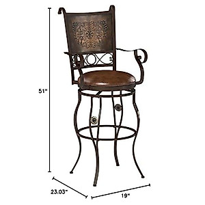 Powell Company Big and Tall Copper Stamped Back Barstool with Arms Bar Stool, Bronze