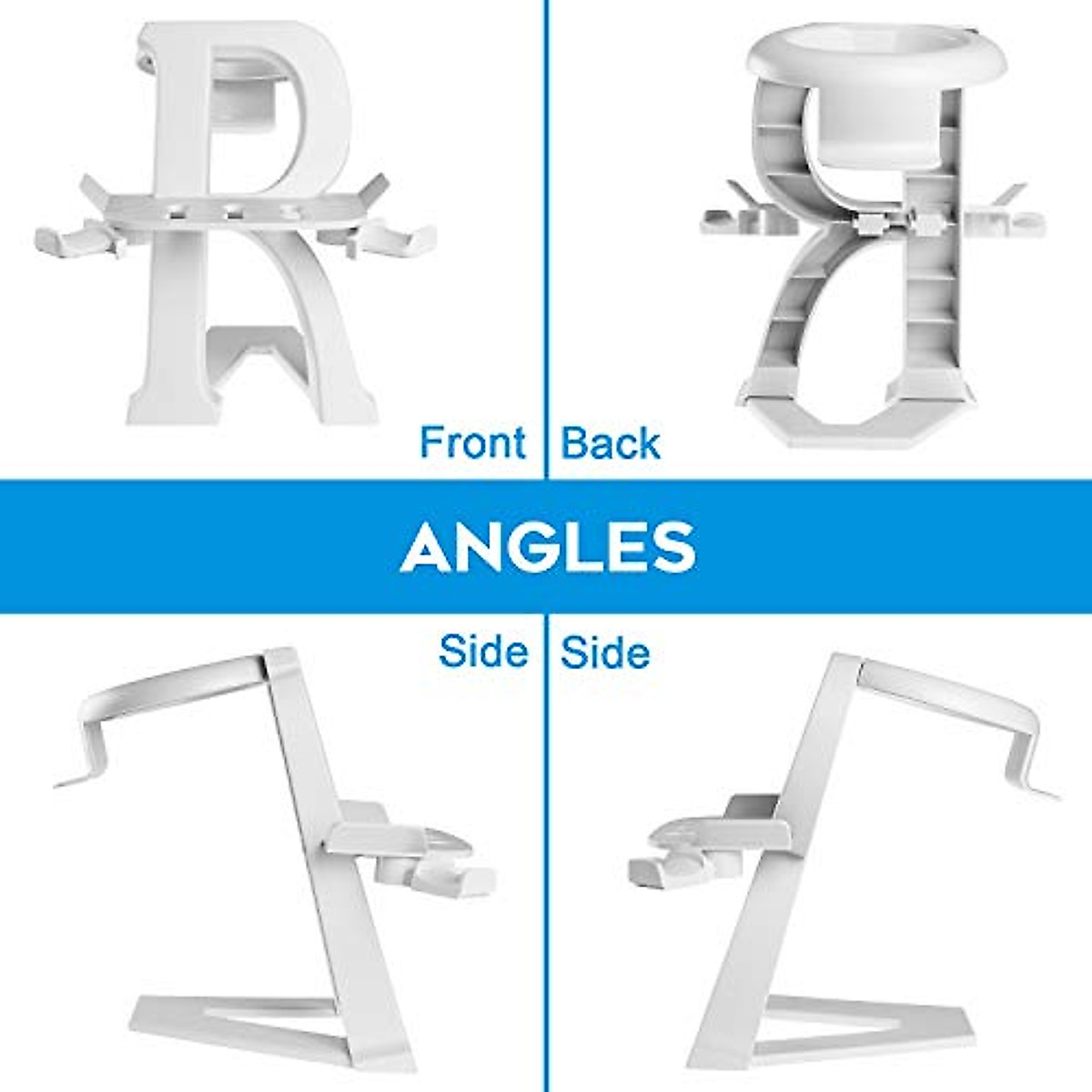 Orzero (1 Set) VR Mount Stand Compatible for Quest 2, Quest, Rift, Rift S, Pico 4, Valve Index, HTC Vive VR Headset, Controller Hook Display Holder - White