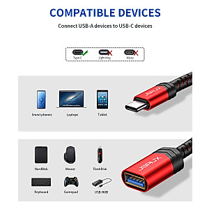 JSAUX USB C to USB Adapter, [0.5ft 2 Pack] Type C 3.0 OTG Cable On The Go Type C Male to USB A Female Adapter Compatible with MacBook Pro 2018 2017,Samsung Galaxy S20 S20+ Ultra S8 S9 Note 10 -Red