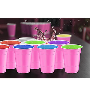 cssopenss 120 pcs 16 oz Pink plastic cups Pink plastic Disposable Cups 16 oz pink Party Cups for drinking Tastings served Snacks Barbecues Picnics