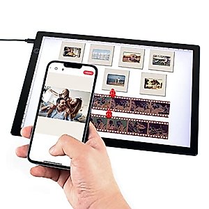 TCNEWCL Slide Viewer Magnetic Light Box for Photo Slide and Film Negative Scanning, Ultra-Thin Illuminated Board Panel for Tattoo Drawing, Sketching, Stenciling, USB Powered