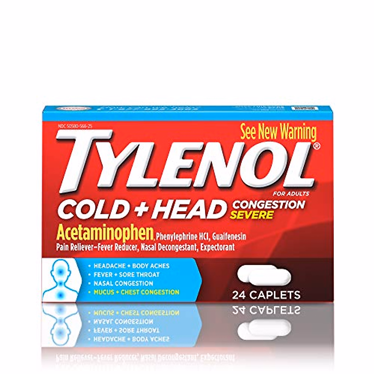 Tylenol Cold + Head Congestion Severe Medicine Caplets for Fever, Pain & Congestion Relief, 24 ct.