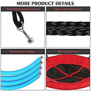 Display4top Spider Web Swing, 24" Kids Tree Swing Platform with 60" Detachable Nylon Ropes, Max 400 Lbs, Great for Park Backyard Playground Outdoor, Fun for Kids(Red)