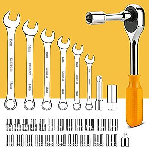 DEKOPRO 228 Piece Socket Wrench Auto Repair Tool Combination Package Mixed Tool Set Hand Tool Kit with Plastic Toolbox Storage Case