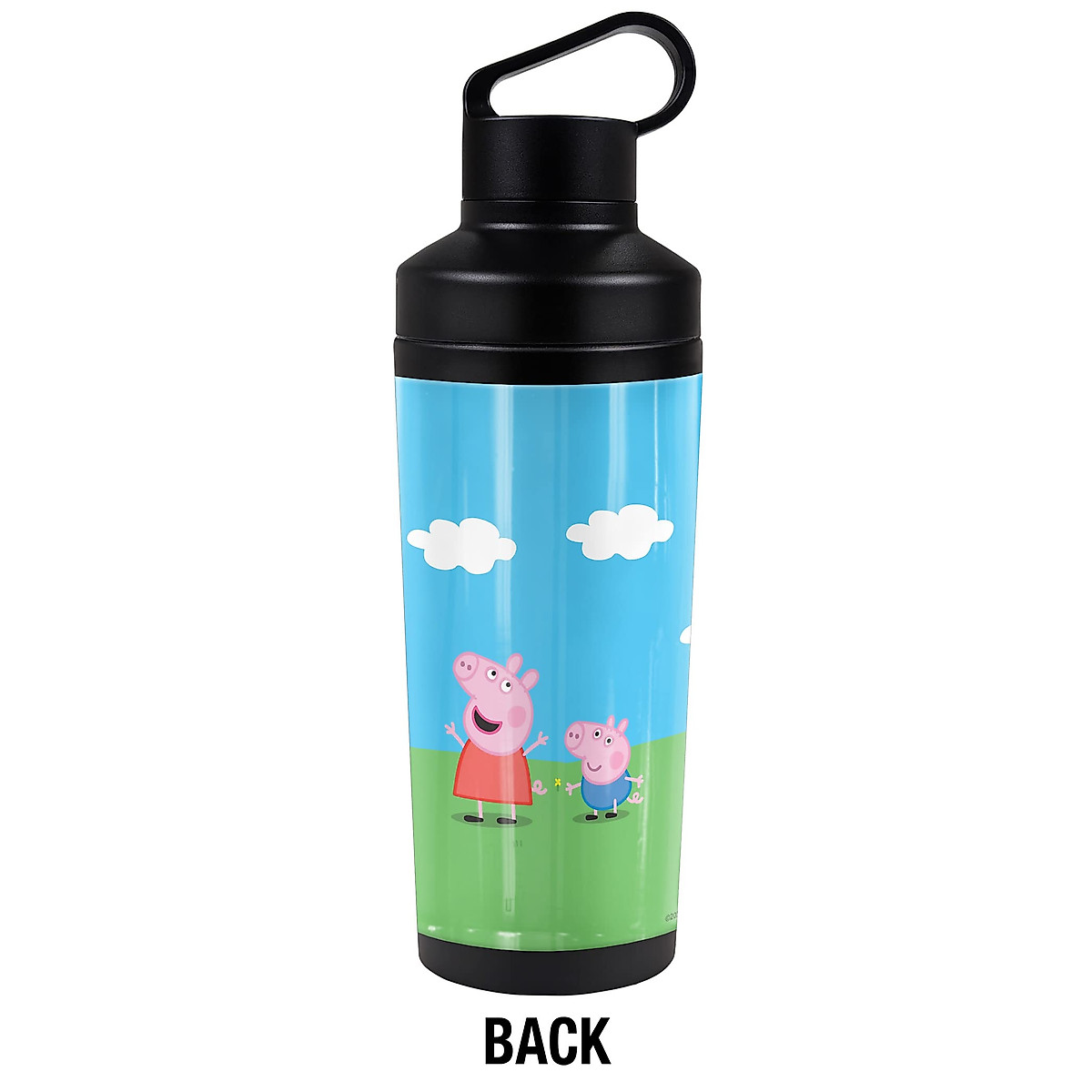 Peppa Pig OFFICIAL Peppa And George Sunny Day 18 oz Insulated Water Bottle, Leak Resistant, Vacuum Insulated Stainless Steel with 2-in-1 Loop Cap