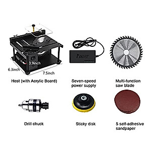 Mini Table Saw Multifunctional Small Table Saw | Cutting | Sanding | Engraving | Drilling | All-in-One Machine, Precision Craftsman Table Saw,7 Levels of Speed,0-90° Angle Adjustment