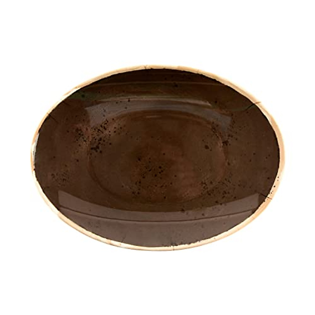 G.E.T. OP-1518-PCF Heavy-Duty Shatterproof Plastic Oval Melamine Serving Platter, 15" x 11", Pottery Coffee