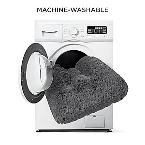 Bedsure Extra Large Dog Bed Washable, Plush Calming Dog Crate Beds for Large Breed, Fulffy Dogs Sleeping Mat, Anti-Slip Pet Kennel Pad, 41" x 29", Dark Grey