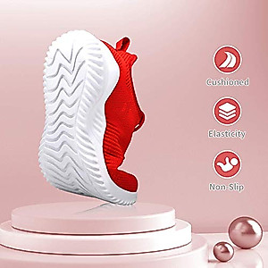 Slip On Sneakers for Women-Fashion Sneakers Walking Shoes Non Slip Lightweight Breathable Mesh Running Shoes Comfortable Red 8.5
