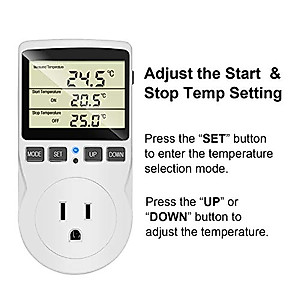 KEBIDU Digital Temperature Controller Reptile Thermostat Controlled Cooling Heating Pet Mat Pad Outlet Plug Timer for Reptiles Aquarium Homebrew Greenhouse Fermentation ℉/℃ 15A 1800W