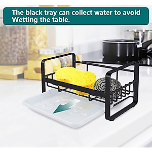 TWORIDER Kitchen Sink Caddy Sponge Holder,304 Stainless Steel Sink Caddy Sponge Holder Kitchen Sink Organizer,Sponge Holder For Kitchen Sink with Removable Drain Tray,Not Including Dispenser and Brush