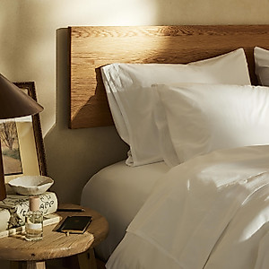 Brooklinen Organic Cotton Core 4 Piece Sheet Set - 100% GOTS-Certified Organic Cotton, Full Size in White - 1 Fitted Sheet, 1 Flat Sheet, 2 Pillowcases | Best Organic Cotton Sheets