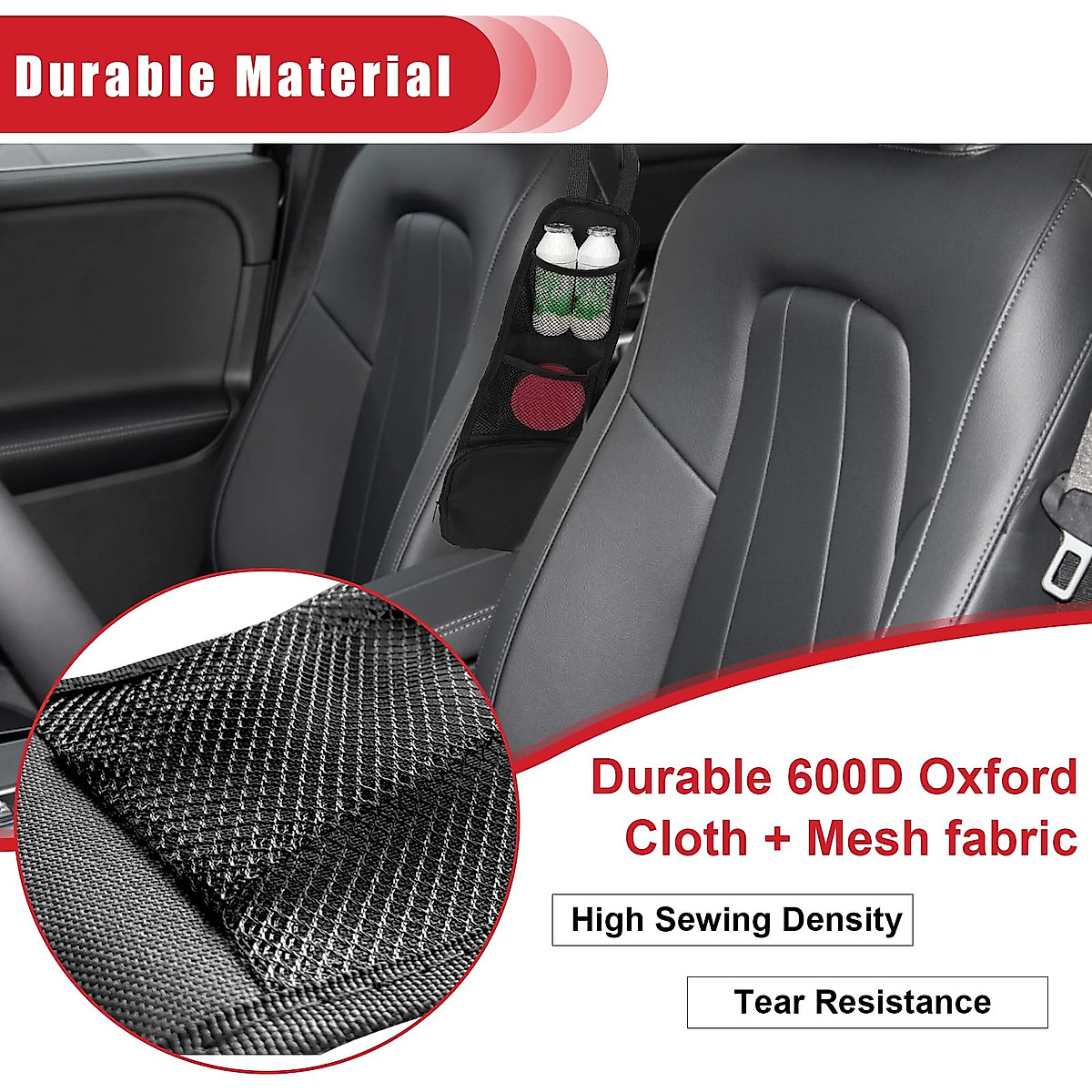 QUICTO 2PCS Car Seat Storage Hanging Bag, Multi-Pocket Seat Side Organizer, Multifunctional Mesh Net Pocket, Can Hold Mobile Phone, Wallet, Glasses, Suitable for Cars, SUVs, Trucks