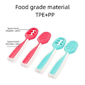 Baby Spoons, Feeding Littles, Silicone Pre-Spoon for Kids Aged 6+ Months - First and Second Stage Spoons, Baby Led Weaning, Teething Spoons, Infant Feeding - Toddler Utensils - 2 Spoons, (Pink/White)