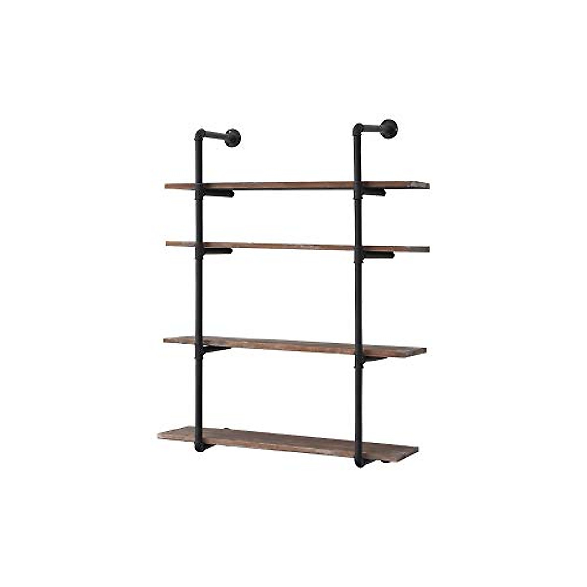 Coral Flower Industrial Pipe Shelving Wall-Mounted 4-Tier Rustic Metal Floating Shelves Wood Book Shelves Wall Shelf Unit Bookshelf Hanging Wall Shelves，Gray