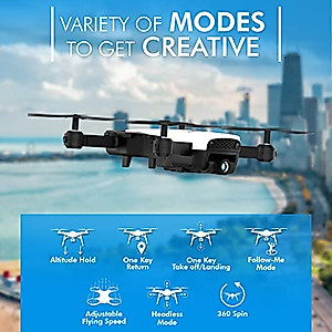 Contixo F16 FPV Drone with Camera for Kids - 2.4G RC Quadcopter Drones for Kids and Beginners with 6-Axis Gyro, 1080P HD Camera, Follow Me Mode, Gesture Control, Headless Mode, WiFi, 2 Batteries