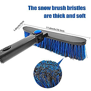 WESBRITE Car Snow Brush and Detachable Ice Scraper with 38inch Long Handle, Foam Handle, Non-Scratch Windshield Brush with 180°Rotating Brush Head,Car Snow Remover for Truck,SUV,RV and More