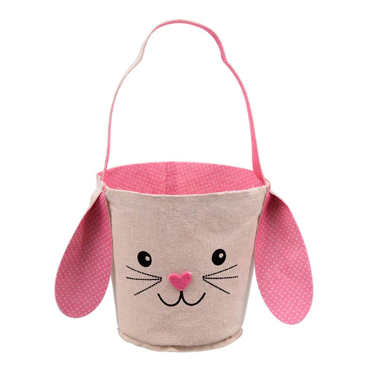 Easter Basket with Bunny Ears and Handle for Toddler Boys or Girls (Pink)