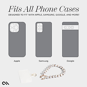 Case-Mate Phone Charm with Beaded Marble | Detachable Anti Theft Phone Strap | Hands-Free iPhone Wrist Strap for Women | Phone Chain Wristlet - Fits Apple, Samsung, Google Pixel & More | White Marble