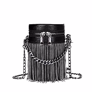 FONETTOS Y2K Punk Bag Tassel Totes Gothic Fringe Bag Women Shoulder Funky Bags Sourpuss Rock Fashion Crossbody Handbag