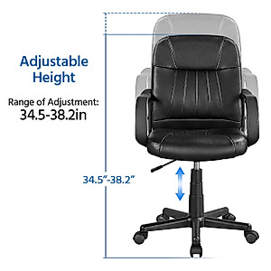 Topeakmart Executive Office Chair Swivel Computer Chair Conference Chair Leather Gaming Chair Adjustable Mid-Back with Arms