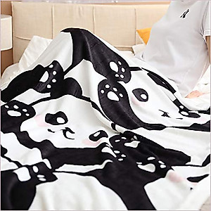 Jurllyshe Panda Throw Blanket Panda Plush Sherpa Fleece Blanket Panda Gifts for Girls Soft Warm Fuzzy Pandas Stuffed Animal Blankets for Kids or Adults All Seasons (Cute Panda, 50 x 60 Inch)
