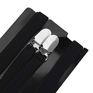 TopTie Men's Skinny Suspenders 1/2" inch (1.5CM) X-Back Clip Suspenders-Black