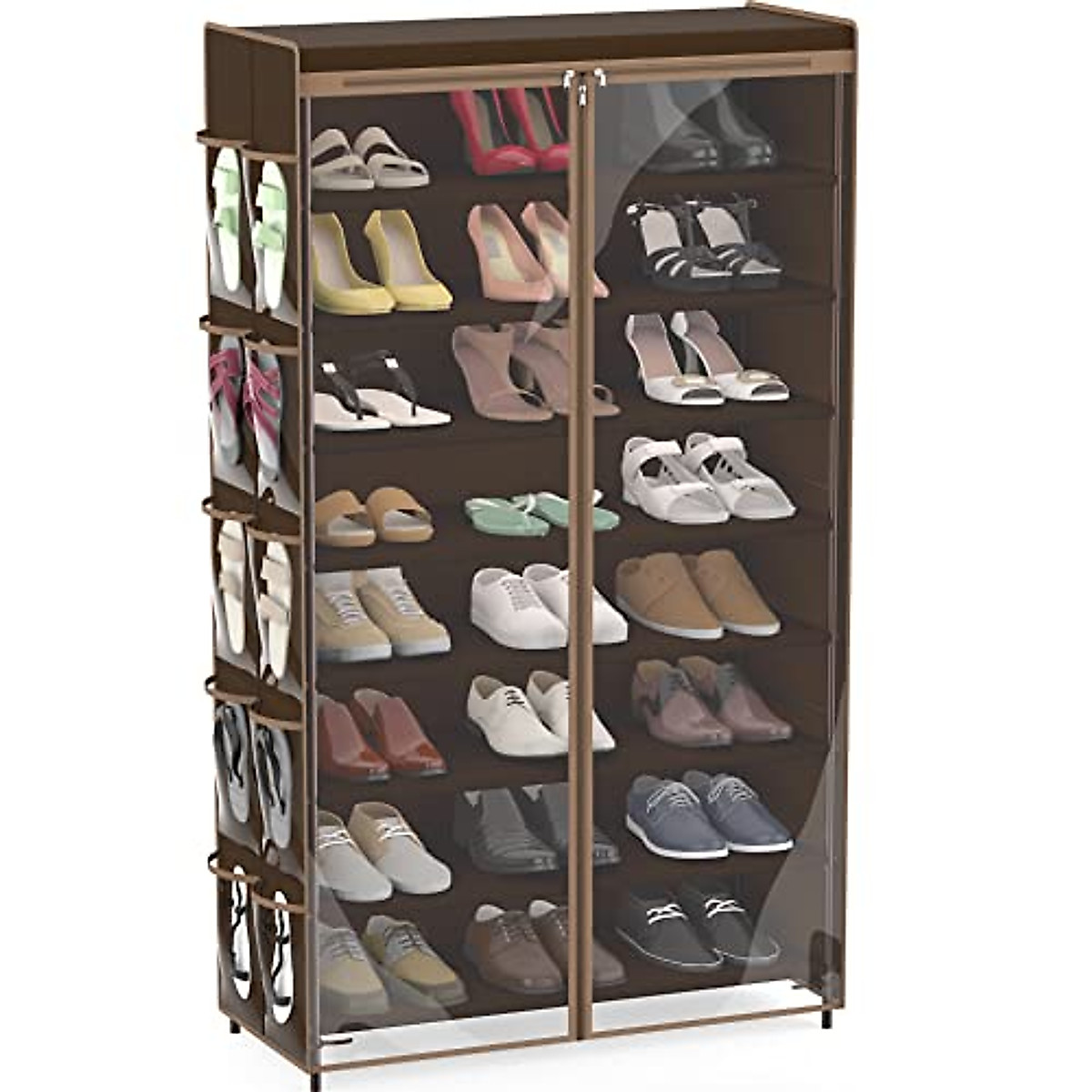 Simple Houseware 8 Tiers Shoe Rack with Cover, Bronze