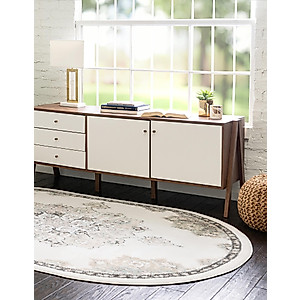 Unique Loom Parker Collection Area Rug - Kokulu (4' x 6' Oval, Ivory/ Beige)