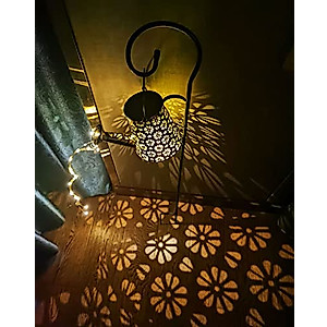 Solar Watering Can with Lights Outdoor,Hanging Solar Lantern,Metal Waterproof Garden Lights Decorations Gift for Table Patio Yards Pathway Party, Yard Decorations Outdoor