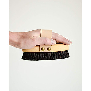 The Original Made in Germany: Large Energy/Ionic Dry Body and Massage Brush with fine Bronze Bristles, Creates rejuvenating, Energizing Oxygen on Your Skin, Body Brush, Exfoliating with Leather Strip