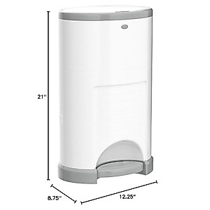 Dekor Classic Hands-Free Diaper Pail | White | Easiest to Use | Just Step – Drop – Done | Doesn’t Absorb Odors | 20 Second Bag Change | Most Economical Refill System