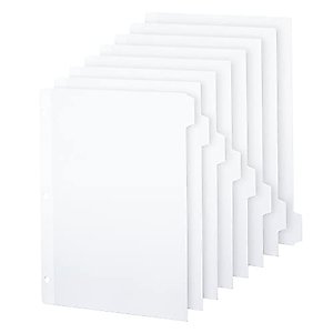 3 Ring Binder Dividers with Tabs - (12 Sets) x 8 Tab Dividers for 3 Ring Binders - White - Tabs for Binders - Binder Tabs - Page Dividers for 3 Ring Binder with Tabs - Tab Dividers // Paper Plan