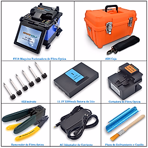 SPEEDWOLF Optical Fiber Fusion Splicer, FTTH Core Alignment Optical Fiber Splicing Machine with 6PCS Electrodes + Blades Fiber Cleaver + Fiber Stripper(FS18-C-3)