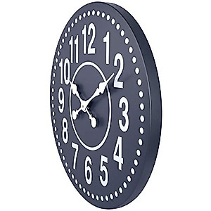 Infinity Instruments Gunmetal 20 inch Farmhouse Wall Clock Living Room Decor Metal Frame Decorative (Blue)